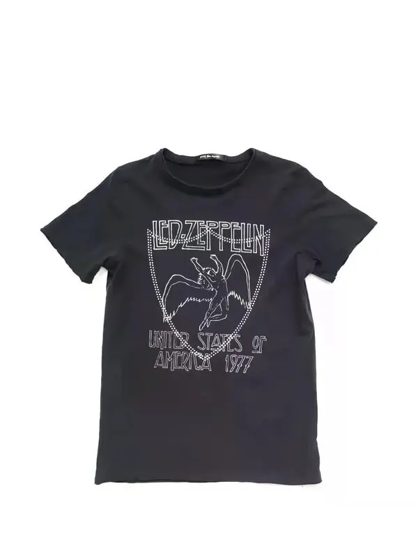 HTC LOS ANGELES Zeppelin Lux Studded Graphic-print T-shirt - Black