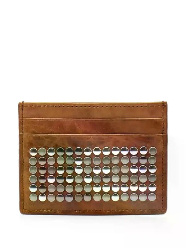 HTC LOS ANGELES 5.000 Stud-embellished Leather Card Holder - Brown
