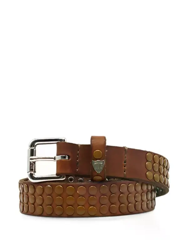 HTC LOS ANGELES Stud-embellished Leather Belt - Brown