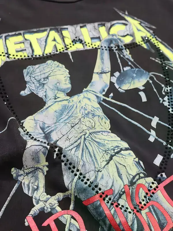 HTC LOS ANGELES Studded Metallica-print T-shirt