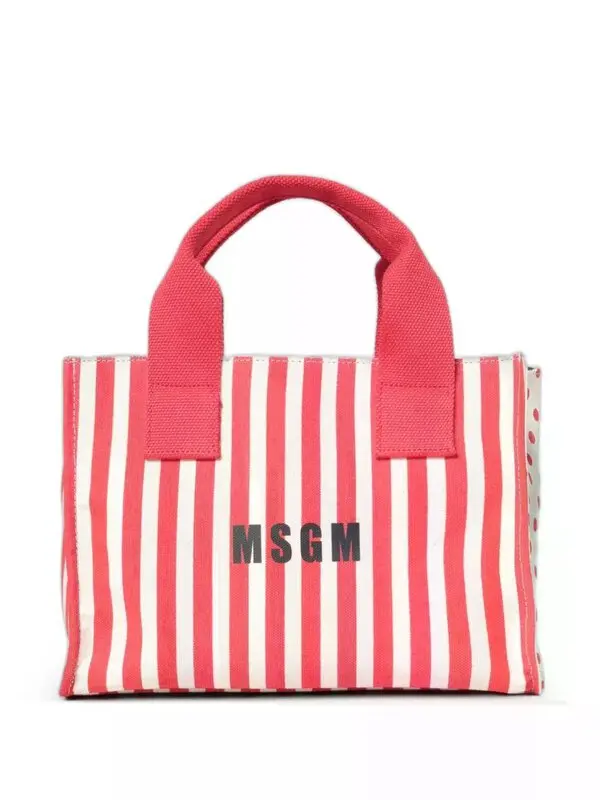 MSGM Striped Polka-dot Shoulder Bag - Red