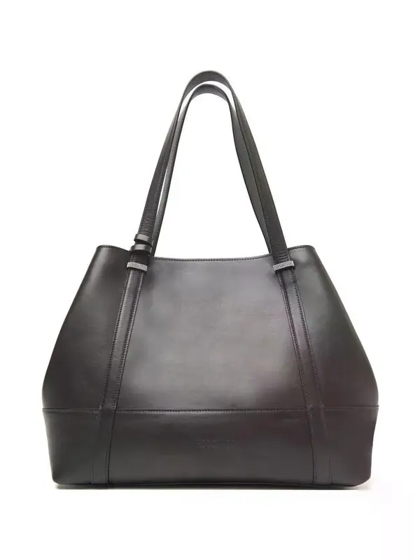 Peserico Logo-debossed Calf Leather Tote Bag - Brown