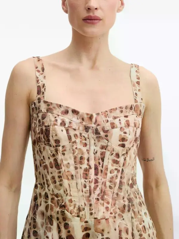 Bardot Lilah Abstract-print Corset Midi Dress
