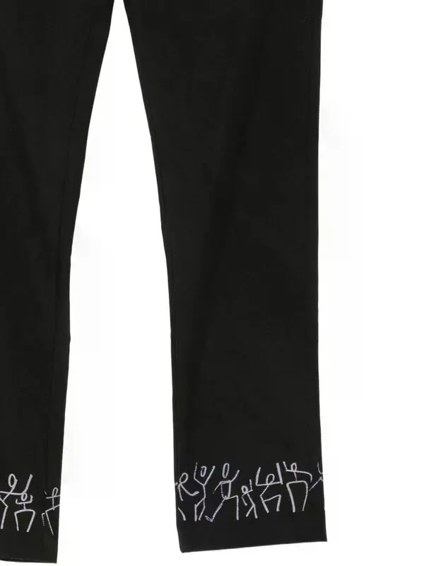 COUNTY OF MILAN Straight-leg Trousers With Doodle Print - Black