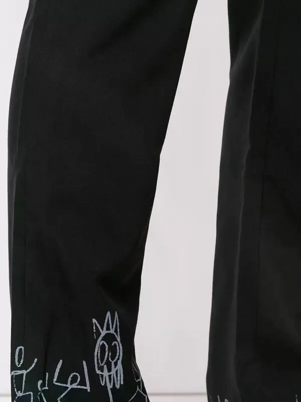 COUNTY OF MILAN Straight-leg Trousers With Doodle Print - Black