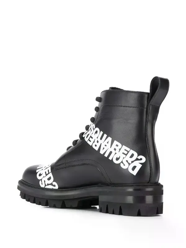 Dsquared2 Logo Print Lace-up Boots - Black