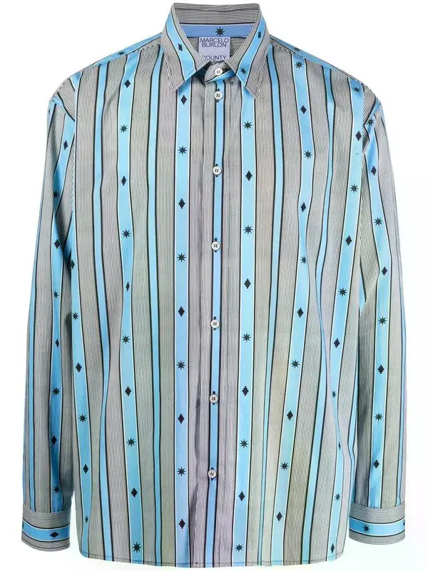 COUNTY OF MILAN Striped Button-up Shirt - Blue