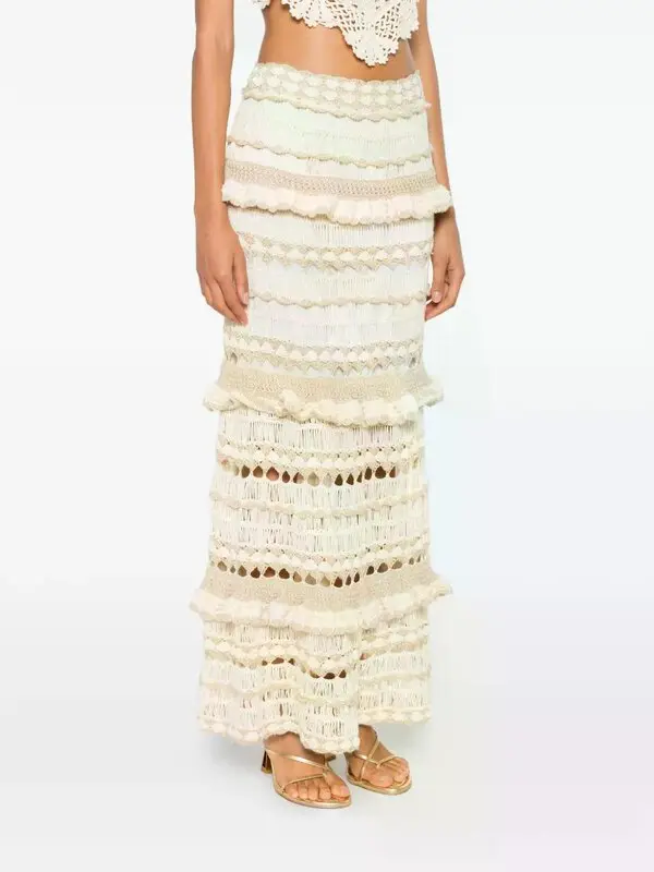 Zimmermann Crochet Ruffled Skirt - Neutrals