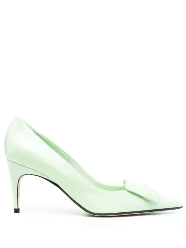 SERGIO ROSSI 75mm Appliqué-detail Leather Pumps - Green