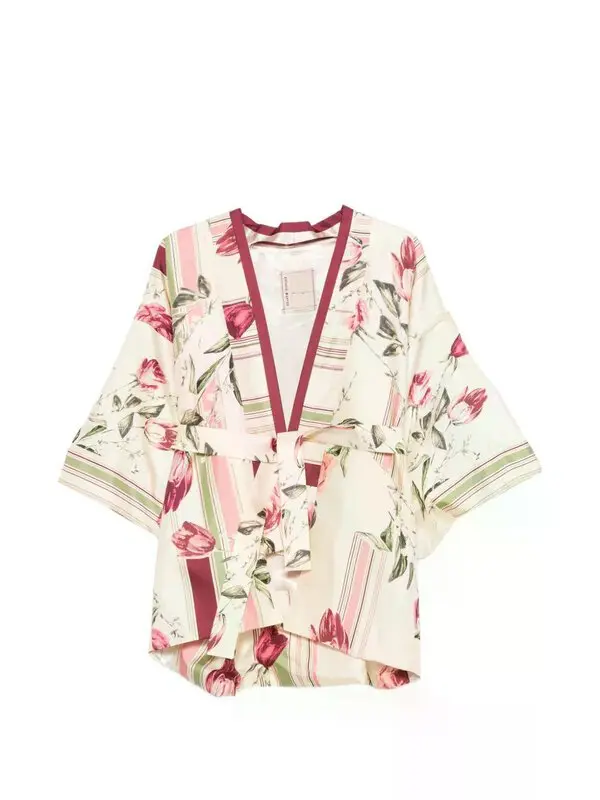 Antonio Marras Floral-print Belted Jacket - Neutrals