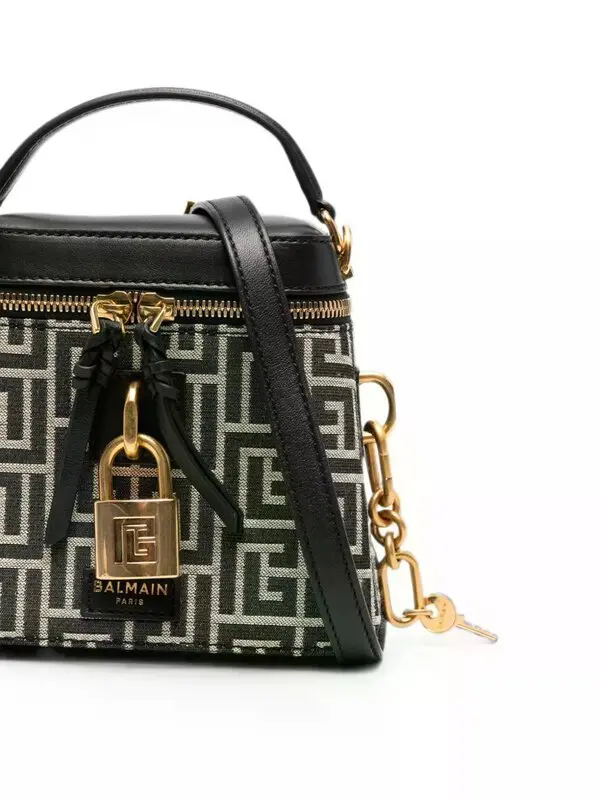 Balmain Monogram-pattern Padlock Mini Bag