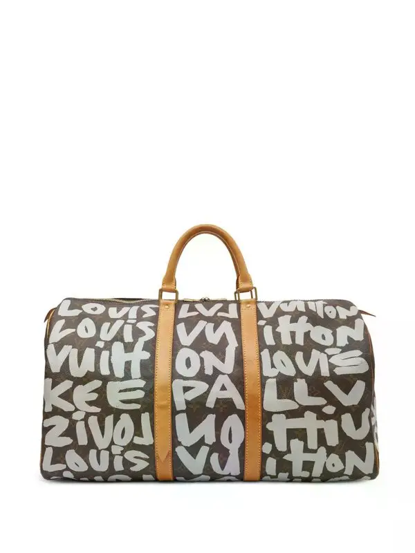LOUIS VUITTON 50 Stephen Sprouse Graffiti Keepall Tote Bag - Brown