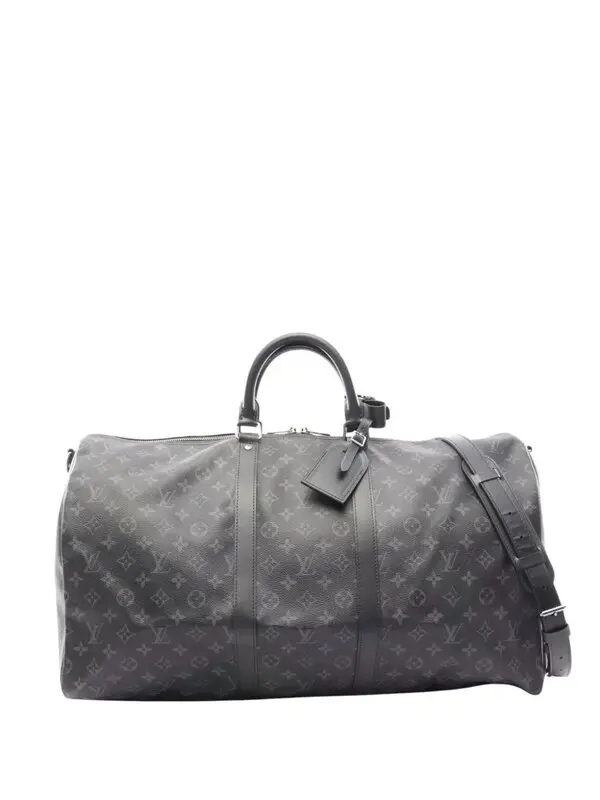 LOUIS VUITTON 2016-2026 Monogram Eclipse Keepall Bandouliere 55 Travel Bag - Black