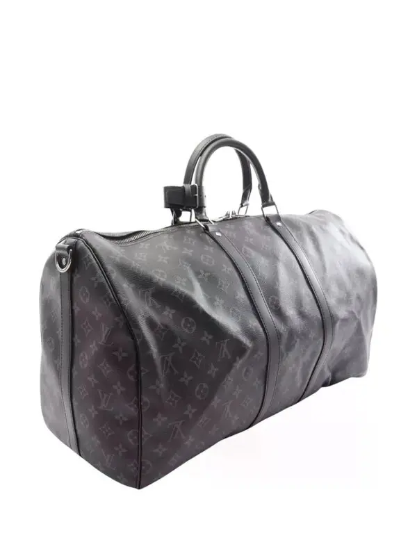 LOUIS VUITTON 2016-2026 Monogram Eclipse Keepall Bandouliere 55 Travel Bag - Black