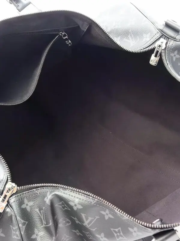 LOUIS VUITTON 2016-2026 Monogram Eclipse Keepall Bandouliere 55 Travel Bag - Black