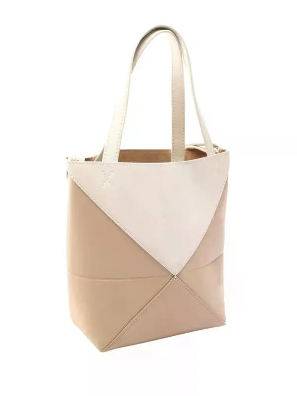 Loewe 2010-2026 Mini Calfskin Puzzle Fold Tote Satchel - Neutrals