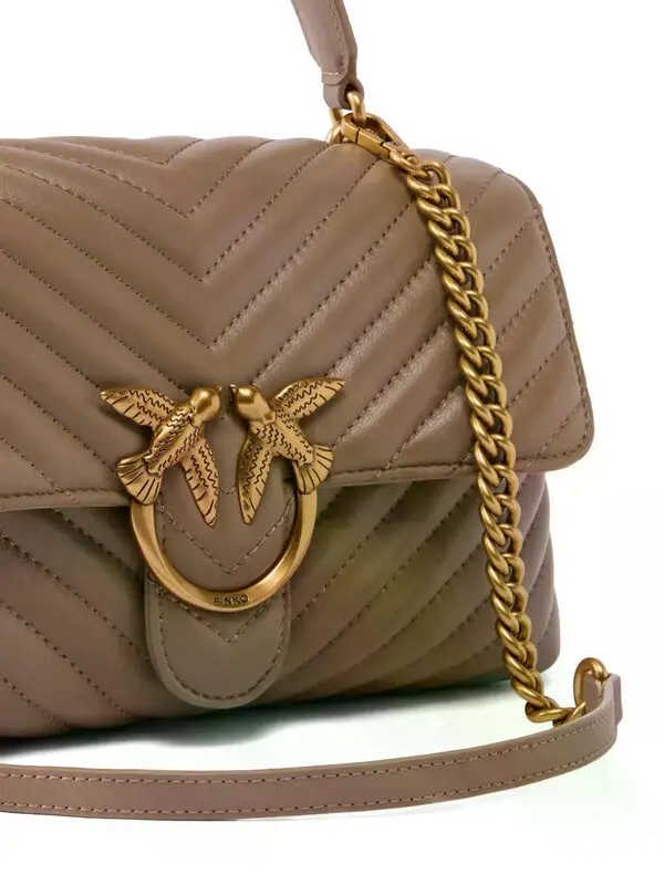 Pinko Love Birds Chevron-quilted Tote Bag - Brown