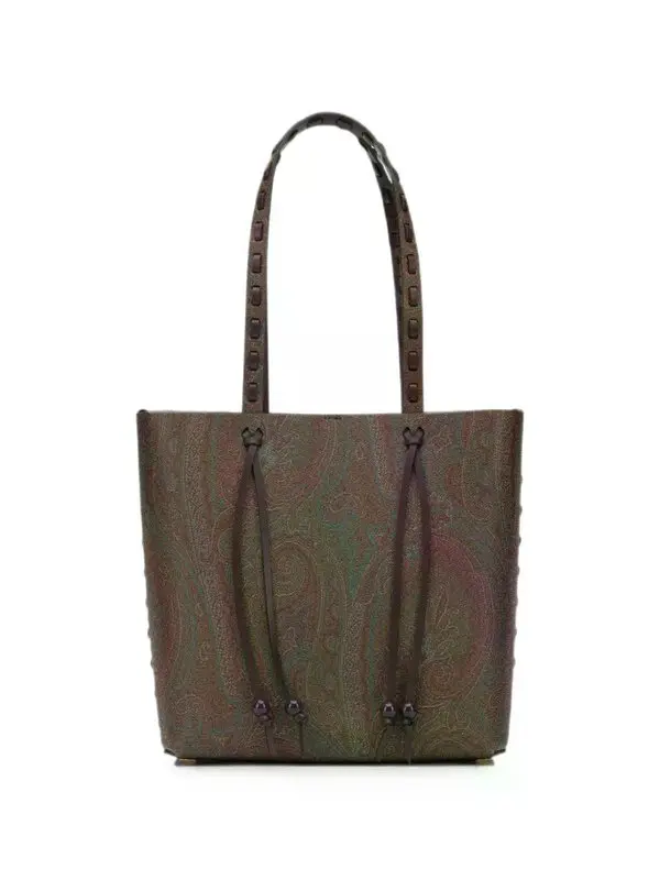 Etro Paisley-print Whipstitch-trim Shoulder Bag - Brown