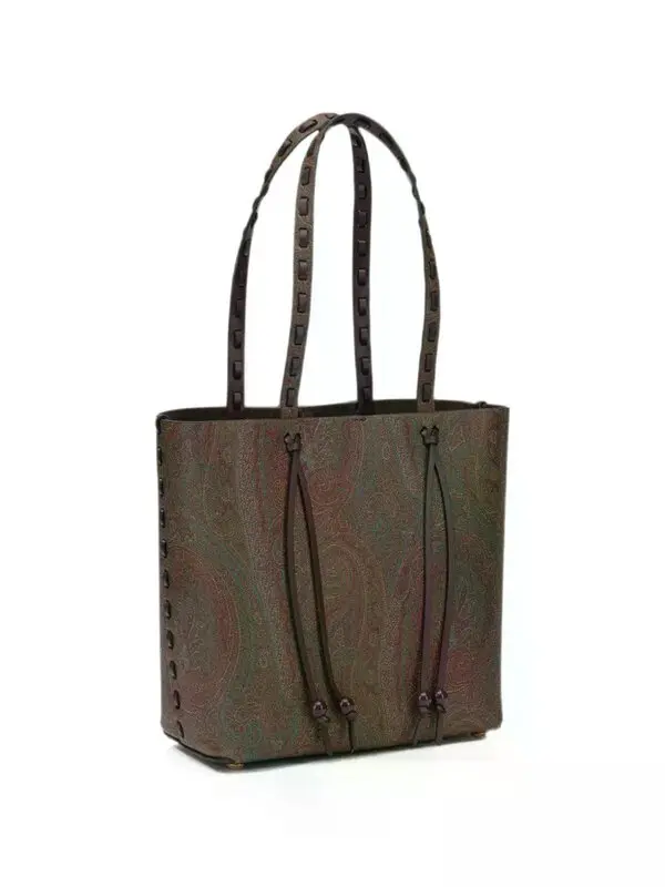 Etro Paisley-print Whipstitch-trim Shoulder Bag - Brown