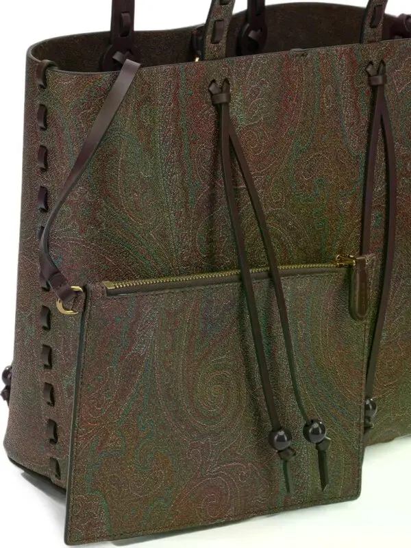 Etro Paisley-print Whipstitch-trim Shoulder Bag - Brown