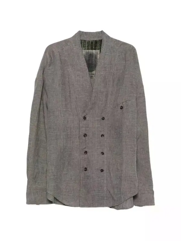 ZIGGY CHEN Prince Of Wales Double-breasted Jacket - Grey