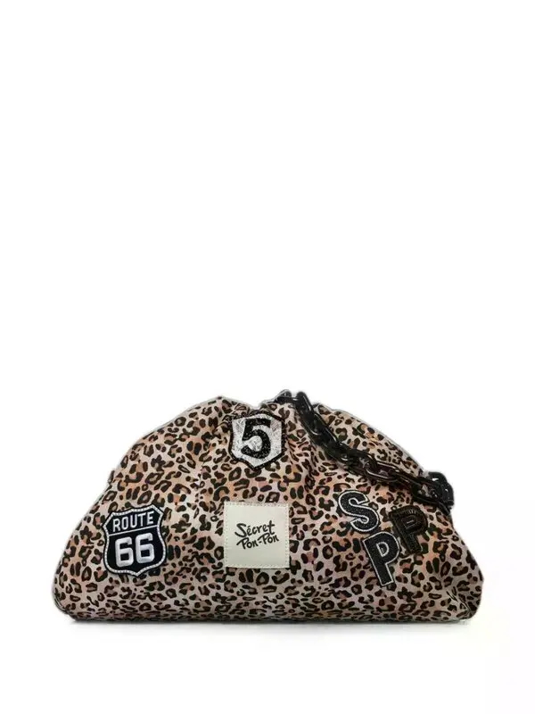 SECRET PON-PON Capri Patch-detail Leopard-print Clutch Bag - Neutrals