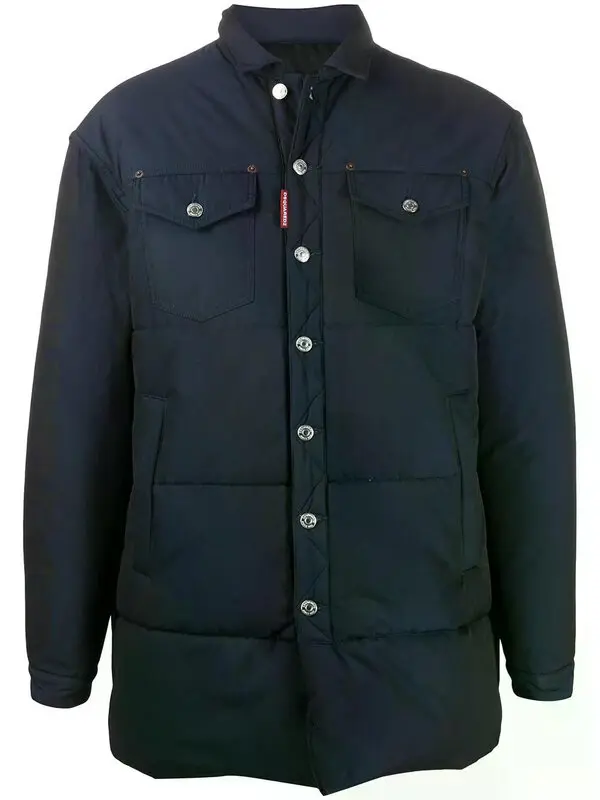 Dsquared2 Logo Print Padded Coat - Blue