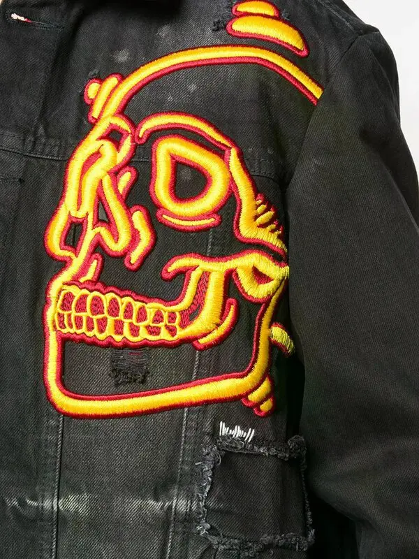 Philipp Plein Outline Skull Denim Jacket