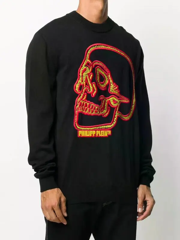 Philipp Plein Logo Skull Embroidered Sweatshirt
