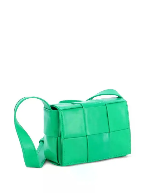 Bottega Veneta Cassette Maxi Intrecciato Leather Crossbody Bag - Green