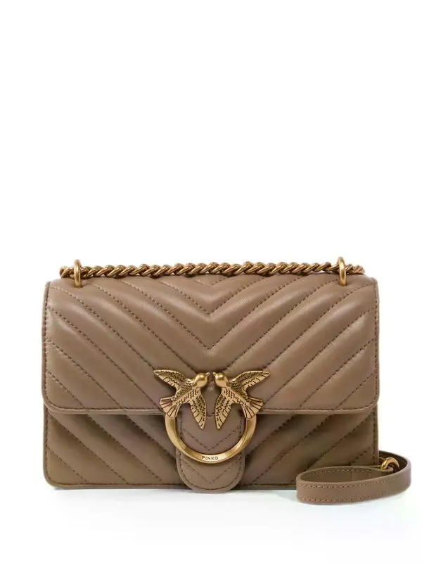 Pinko Chevron-quilted Love Birds Shoulder Bag - Neutrals