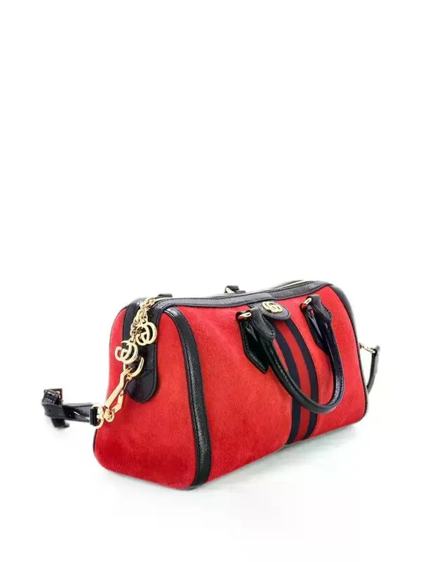 Gucci Ophidia Boston Bag Suede Medium Satchel - Red