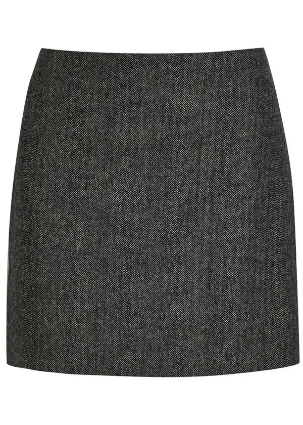 BLAZÉ MILANO Coci Herringbone Wool-blend Mini Skirt - Black