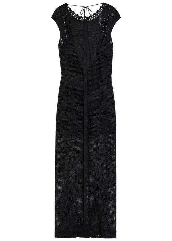 Isabel Marant Étoile Metaya Bead-embellished Crochet Maxi Dress - Black