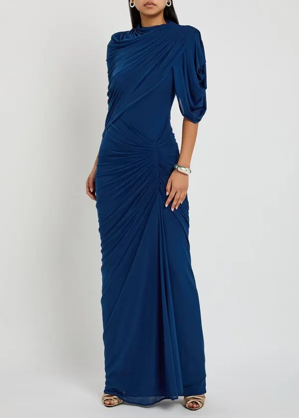 DEME The Beth Draped Stretch-tulle Gown