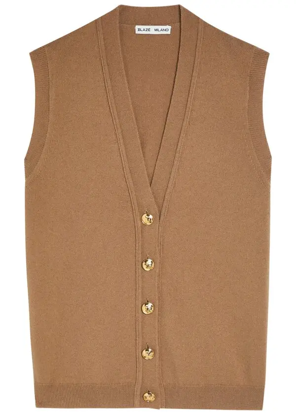 BLAZÉ MILANO Highland Wool And Cashmere-blend Vest - Brown