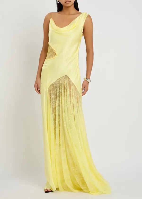 DEME Bijou Lace And Silk Maxi Dress