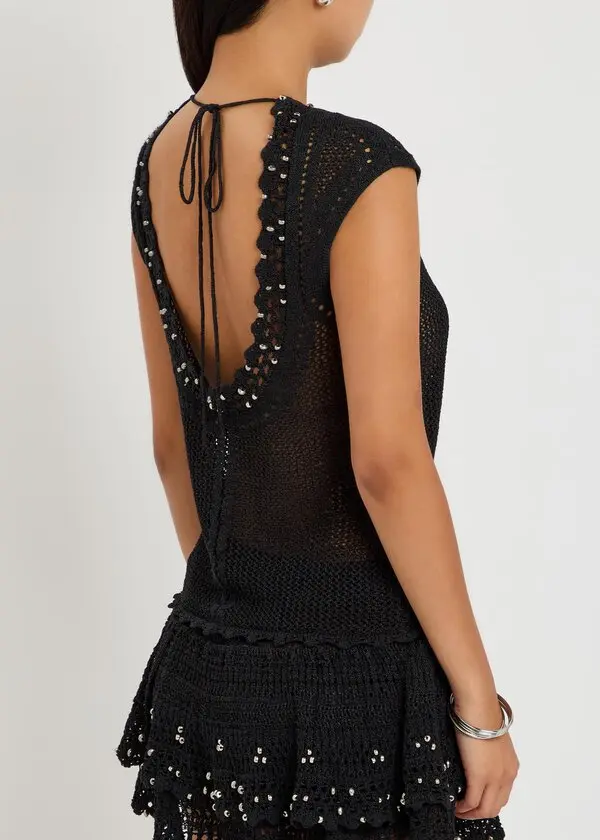 Isabel Marant Étoile Metorie Bead-embellished Crochet Top