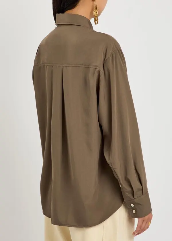Isabel Marant Étoile Fabriza Logo-embroidered Modal-blend Shirt - Khaki