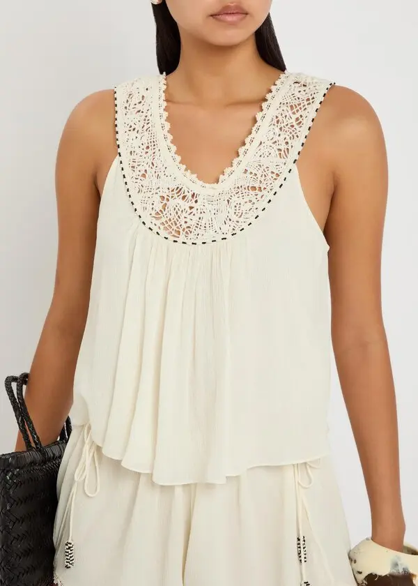 Isabel Marant Étoile Nilany Lace-trim Silk-georgette Playsuit