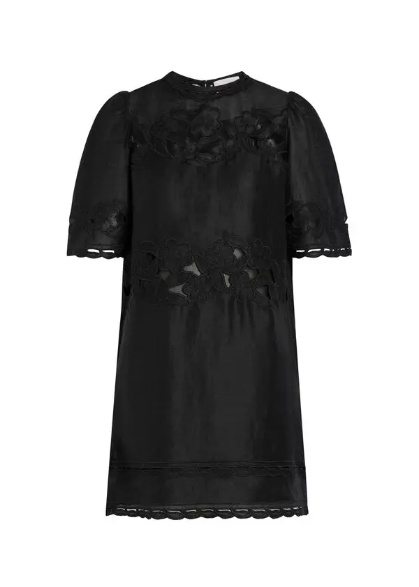 Isabel Marant Étoile Reldine Floral-embroidered Ramie Mini Dress - Black