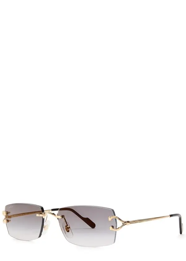 Cartier Rimless Rectangle-frame Sunglasses - Grey