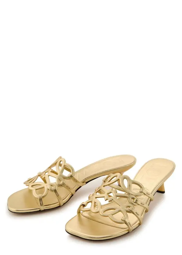 Loewe Petal Anagram 45 Metallic Leather Sandals