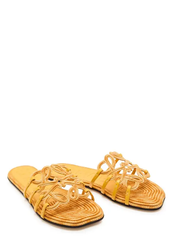 Loewe Petal Anagram Embroidered Leather Sliders