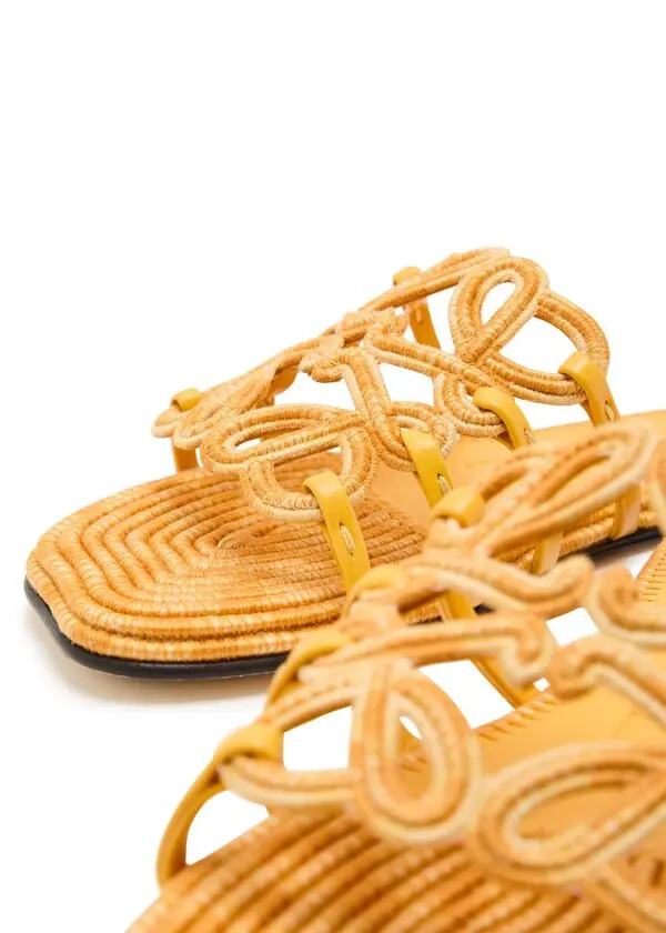 Loewe Petal Anagram Embroidered Leather Sliders