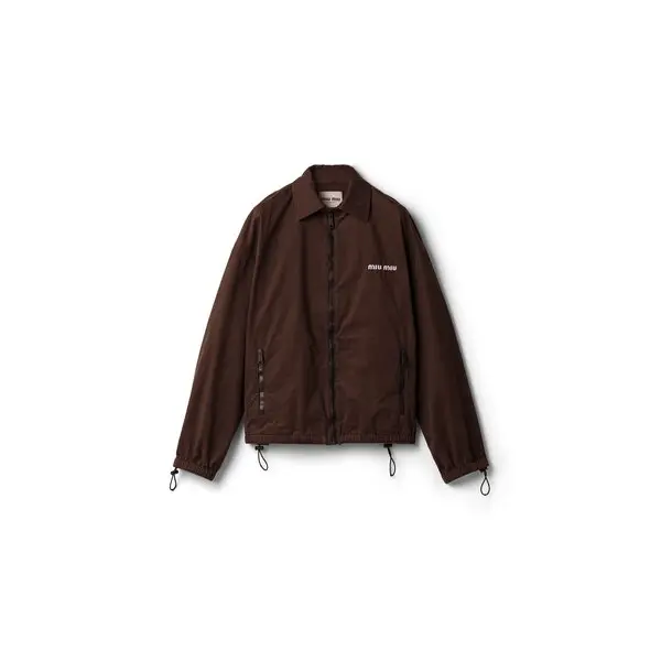 Miu Miu Washed Gabardine Blouson Jacket - Ebony
