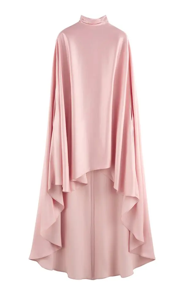 Arakii Satin Poncho Turtleneck Maxi Dress