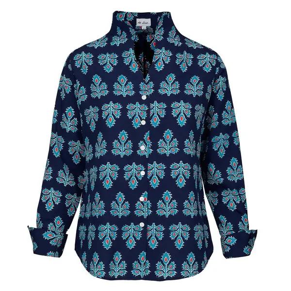 AT LAST... Chelsea Shirt In Navy & Thistle - Blue