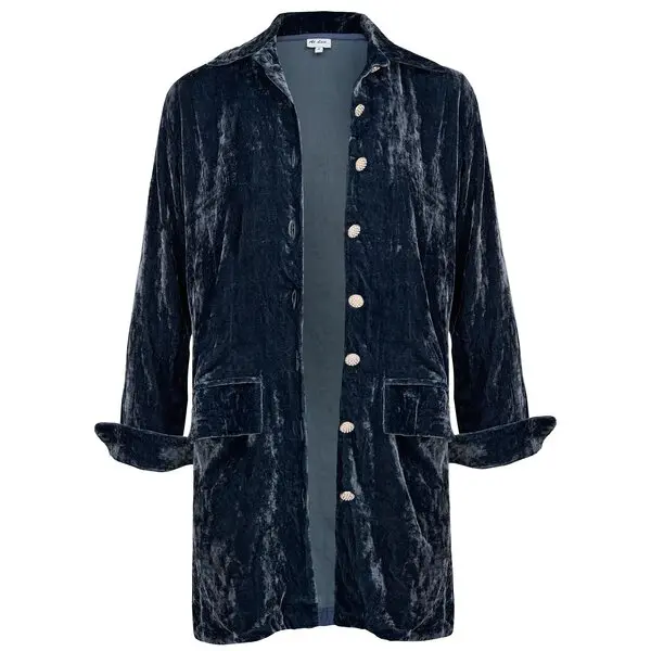 AT LAST... Bonnie Silk Velvet Shirt/jacket In Slate - Grey