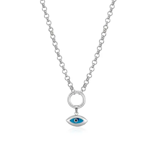 THE PHEIA Mini Orbital Chain Necklace With Evil Eye - Silver